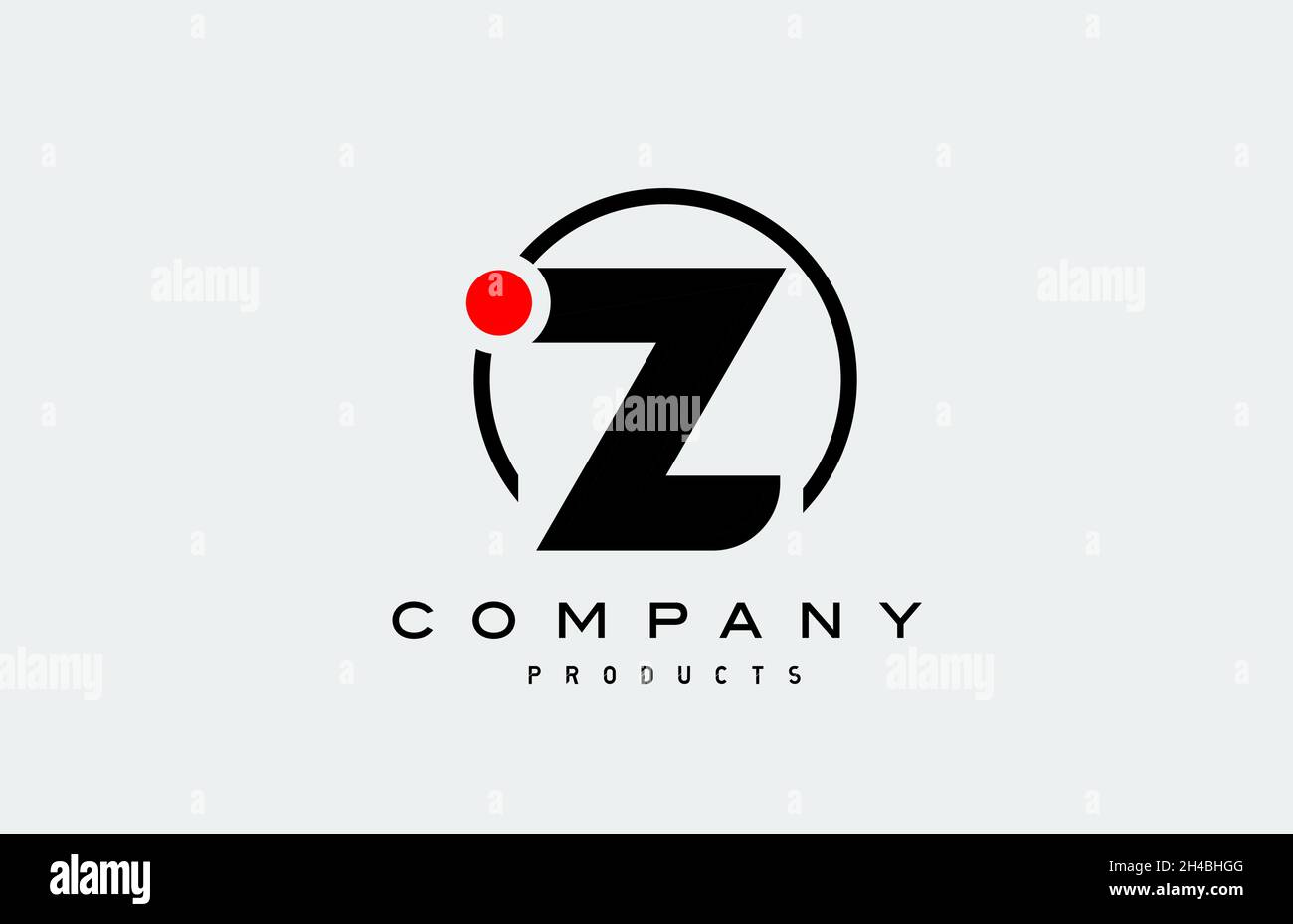 Z simple black white alphabet letter logo icon with circle and red dot ...