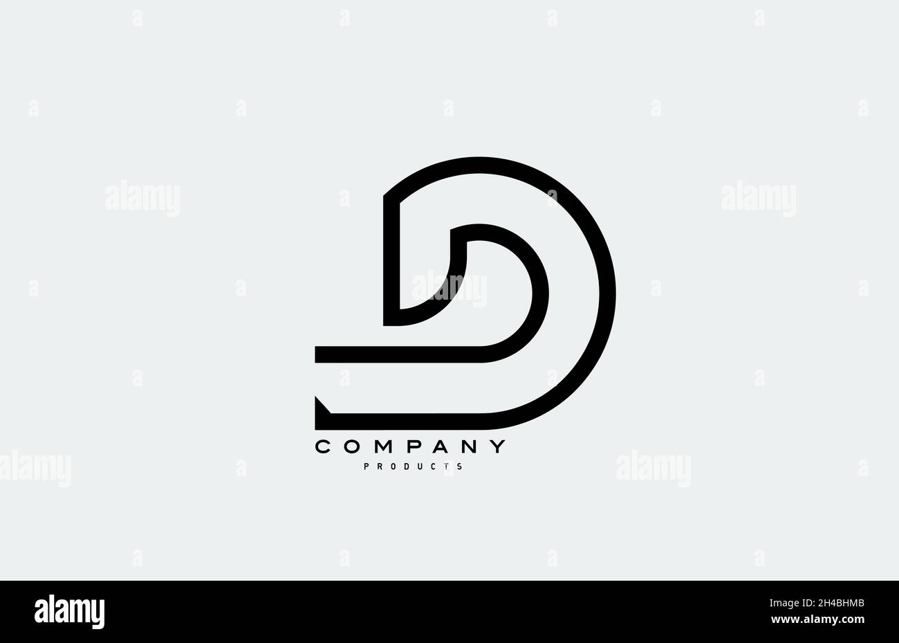 black D alphabet letter logo icon with line. Design for business and ...