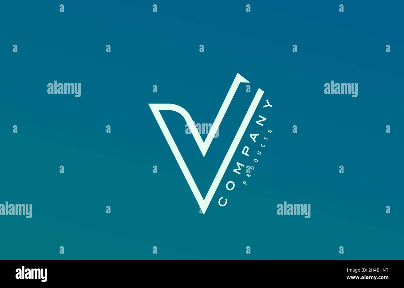 blue white V alphabet letter logo icon with line. Design for company ...