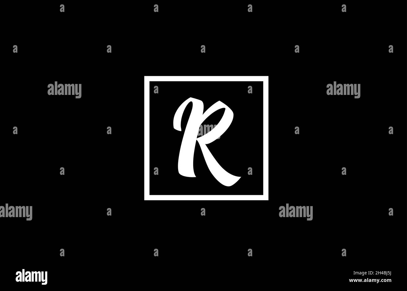 black and white R alphabet letter logo icon. Simple square design for ...