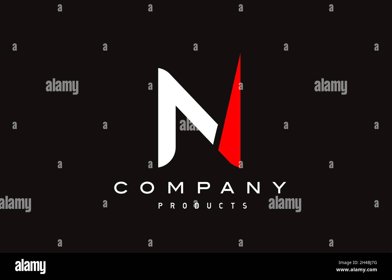N red alphabet letter logo icon with black colour. Creative design for ...