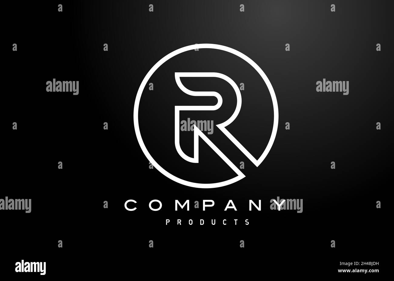 R white alphabet letter logo icon with black colour. Creative design ...