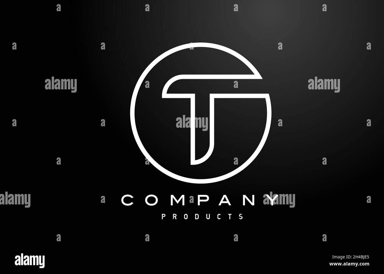 T white alphabet letter logo icon with black colour. Creative design ...