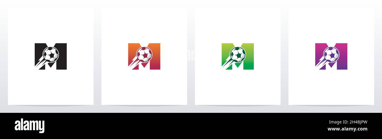 Soccer Ball On Letter Logo Design M Stock Vector Image & Art - Alamy