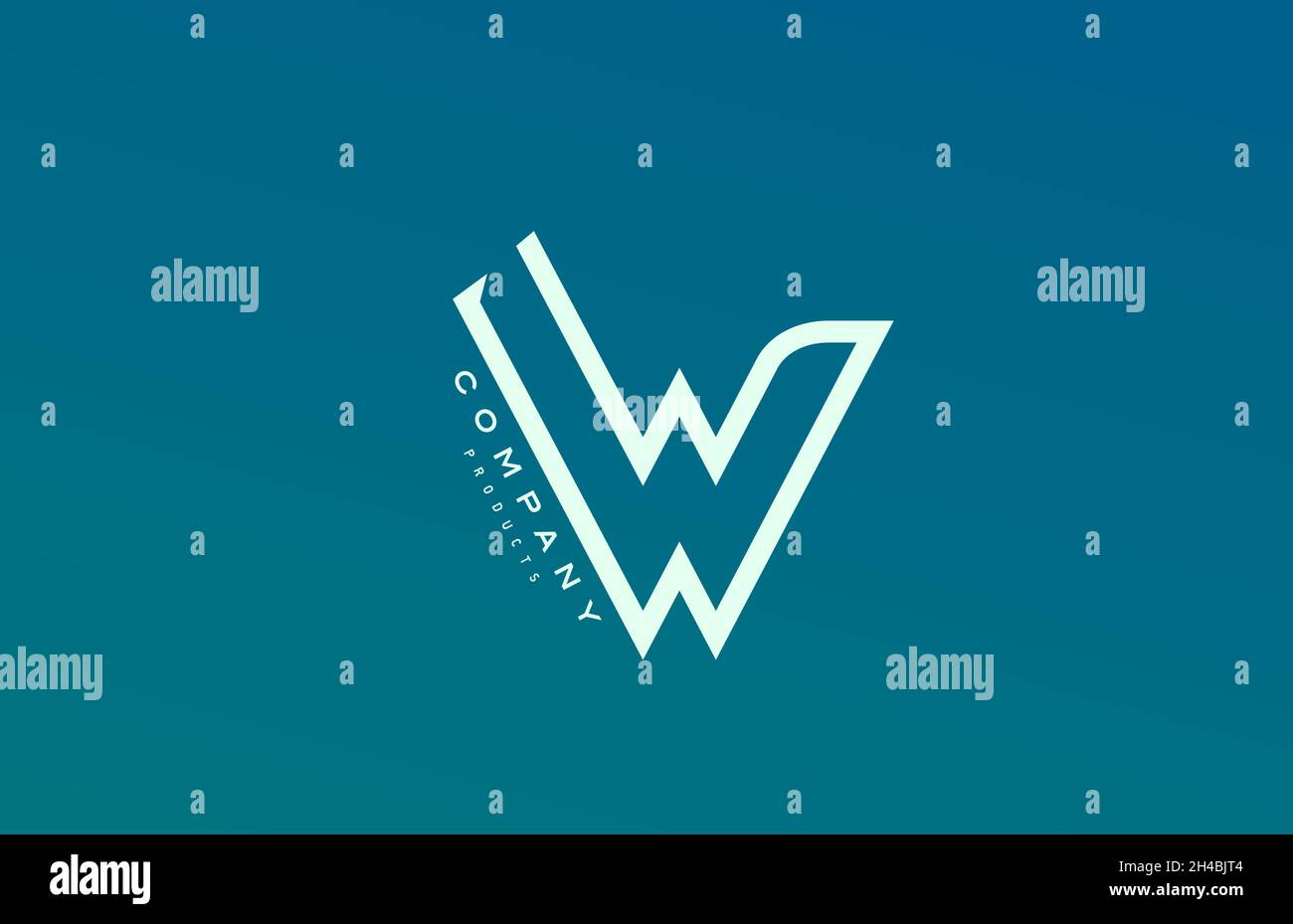 blue white W alphabet letter logo icon with line. Design for company ...