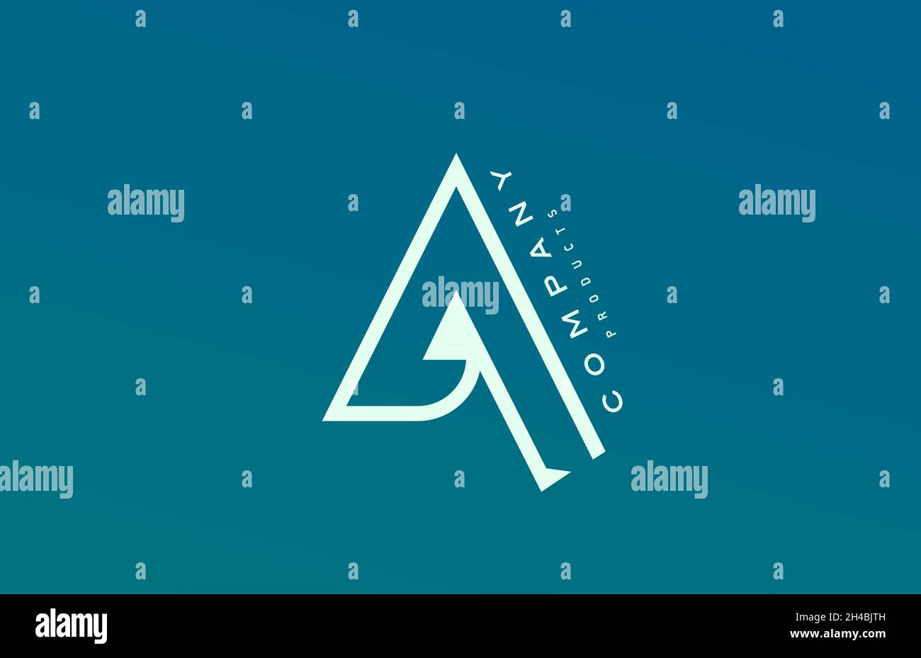 blue white A alphabet letter logo icon with line. Design for company ...