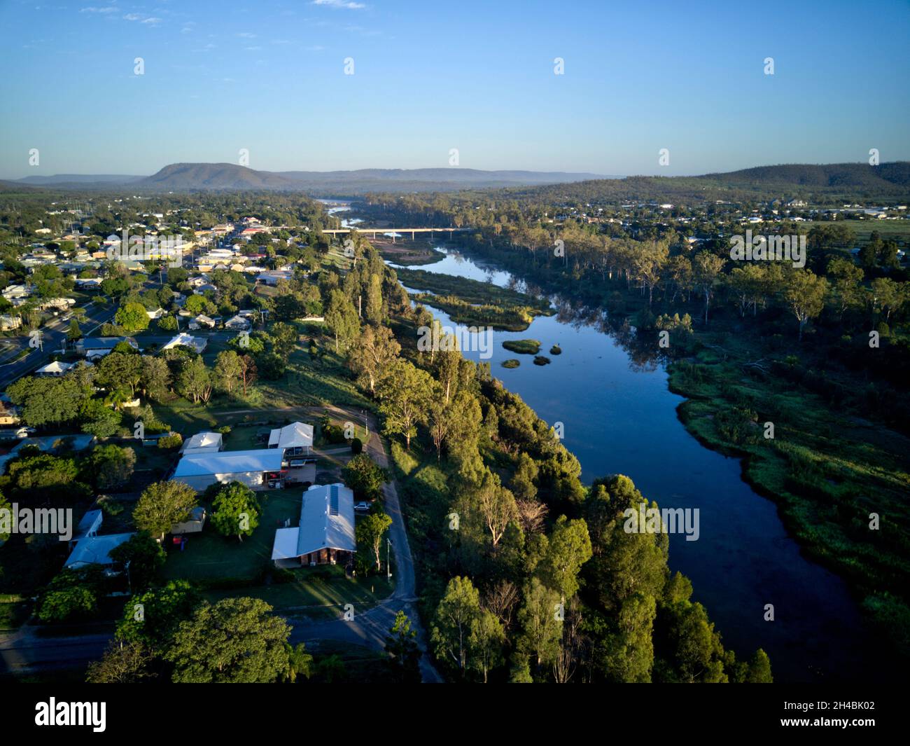 Aerial of Burnett River and Gayndah Queensland Australia Stock Photo ...