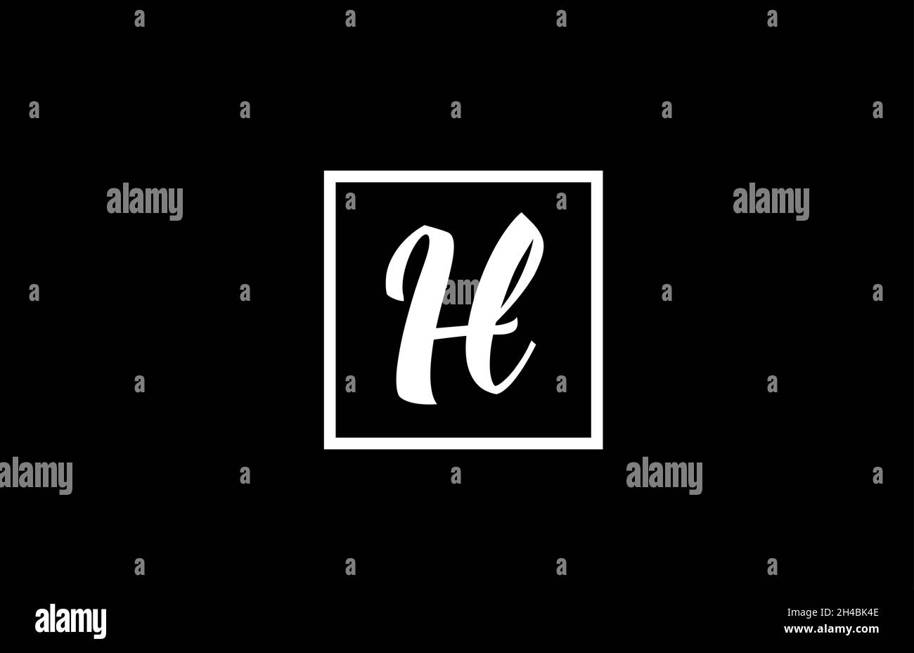 black and white H alphabet letter logo icon. Simple square design for ...