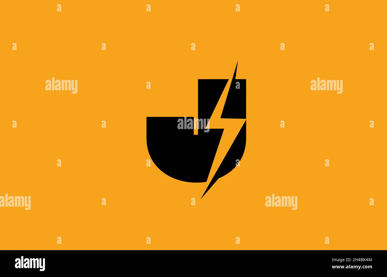 J black yellow alphabet letter logo icon. Electric lightning design for ...