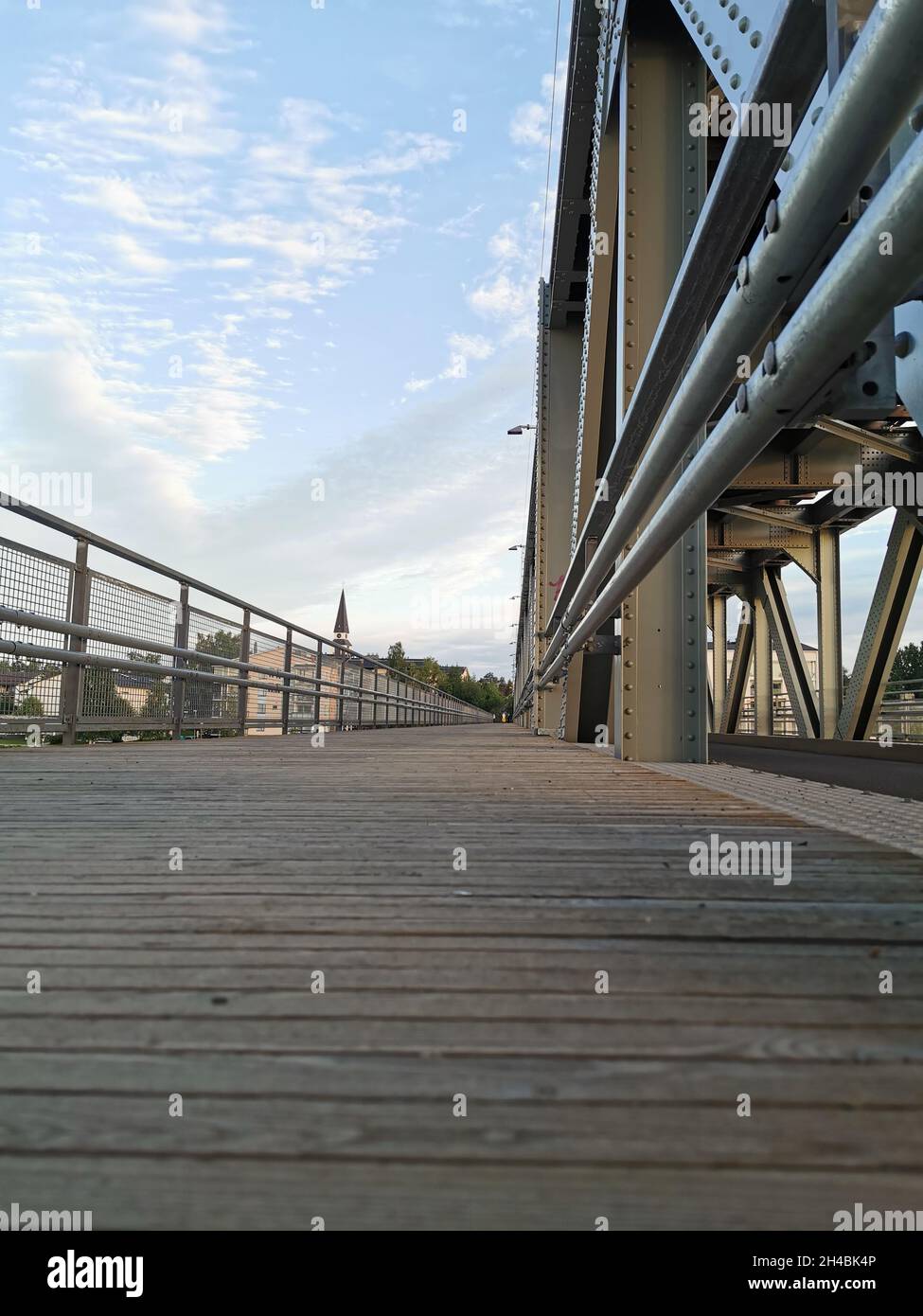 A bridge from a lower perspective looking up. Selective focus Stock ...