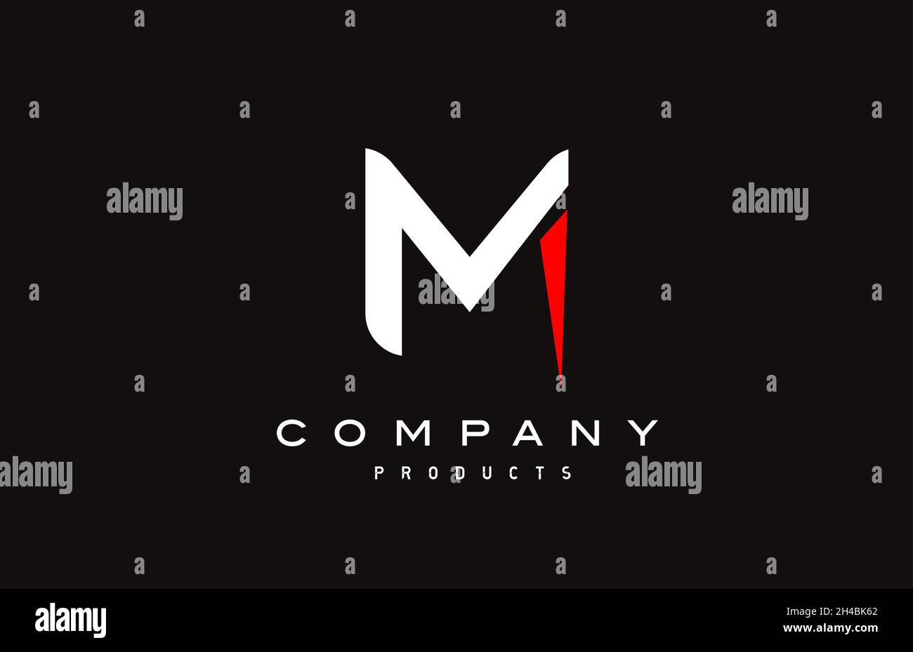 M red alphabet letter logo icon with black colour. Creative design for ...