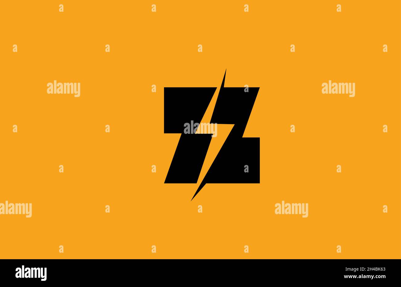 Z black yellow alphabet letter logo icon. Electric lightning design for ...
