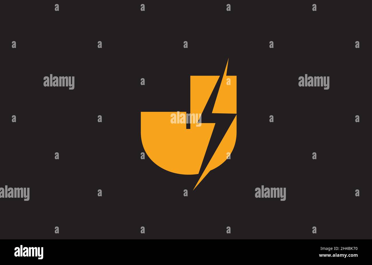 J yellow black alphabet letter logo icon. Electric lightning design for ...