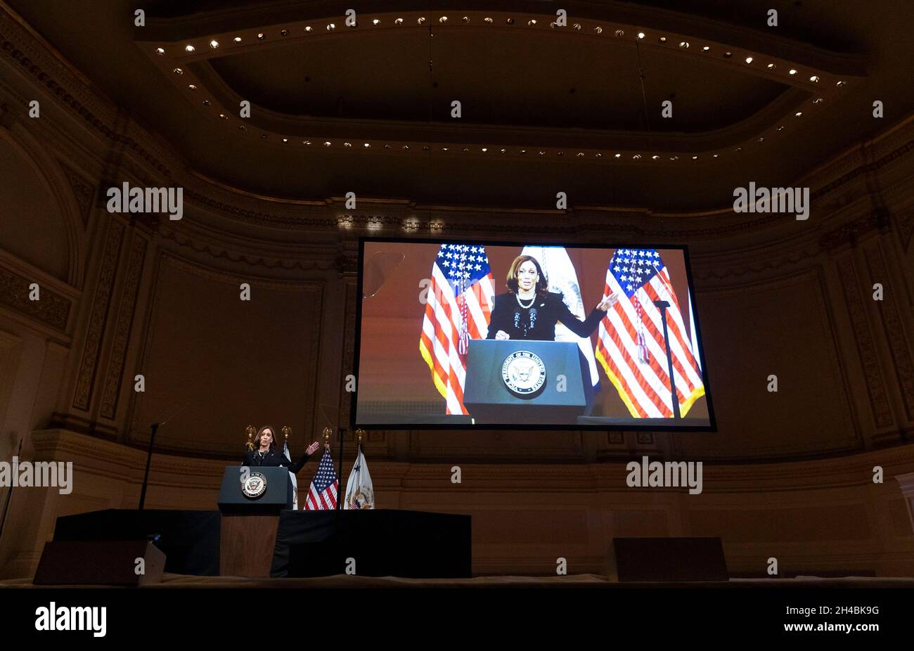 U S Vice President Kamala Harris Addresses An Event Marking The 30th