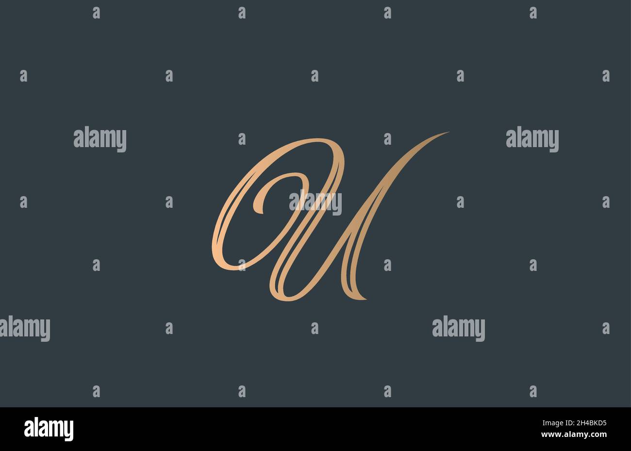 yellow green calligraphy U alphabet letter logo icon. Handwritten ...