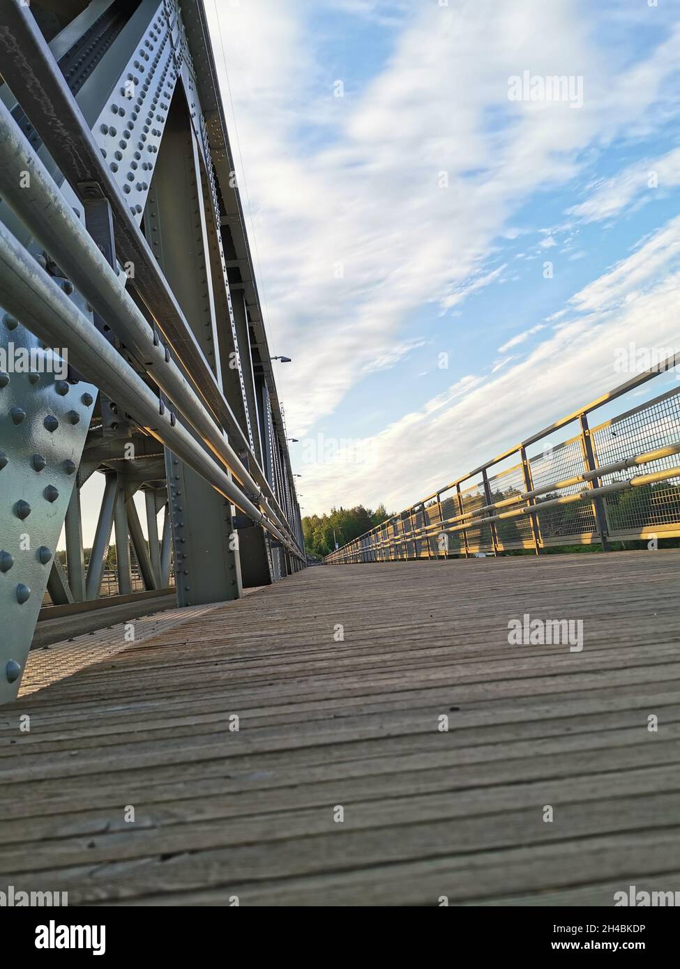 A bridge from a lower perspective looking up. Selective focus Stock ...