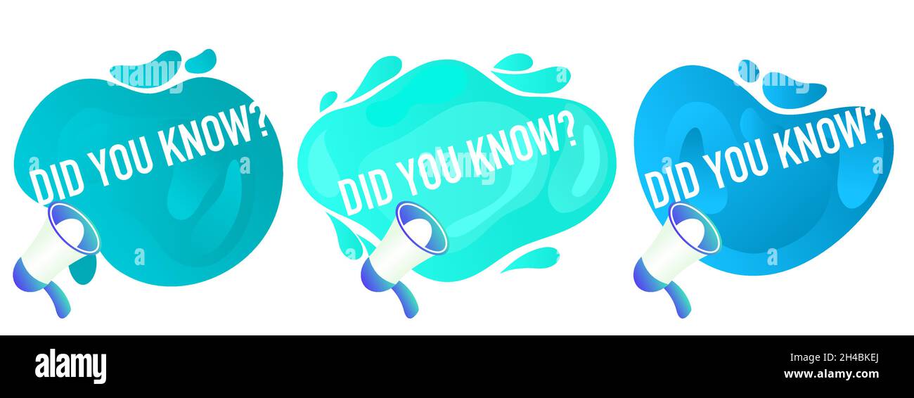 Did you know speech bubbles set. Fun fact information web banner ...
