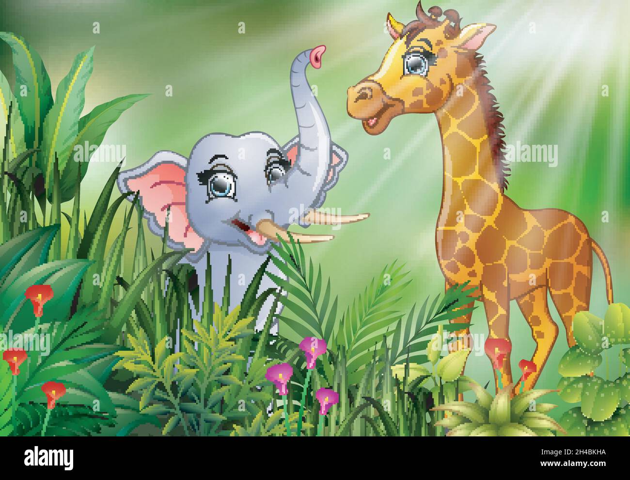 Background nature tree giraffe Stock Vector Images - Alamy