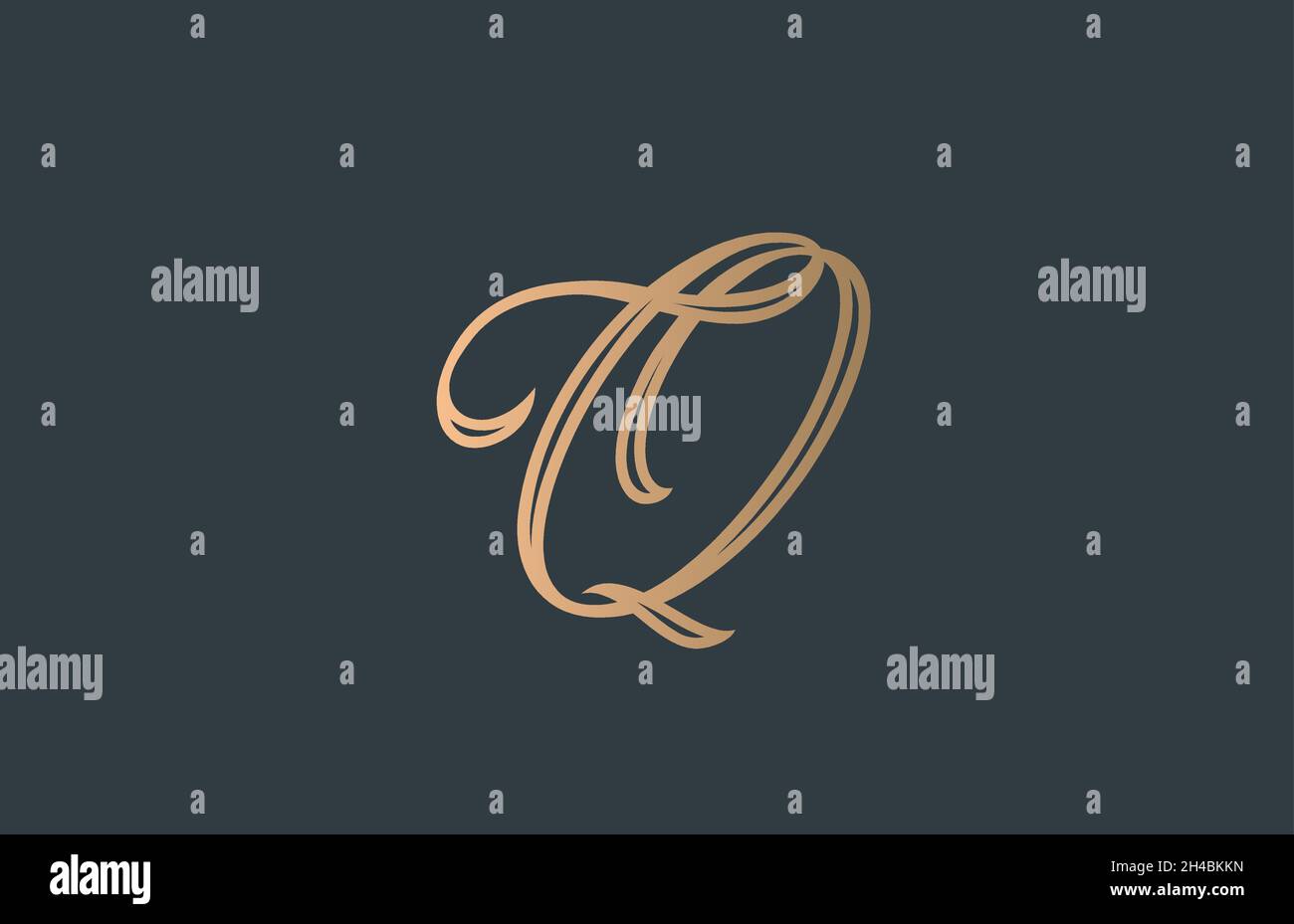 yellow green calligraphy Q alphabet letter logo icon. Handwritten ...
