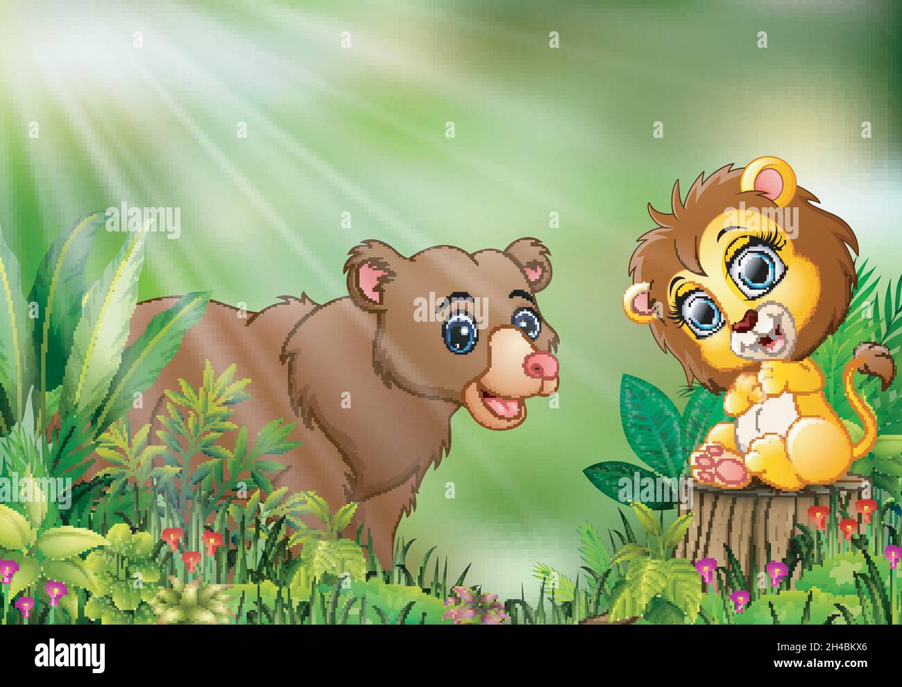 Happy cartoon baby lion standing hi-res stock photography and images ...