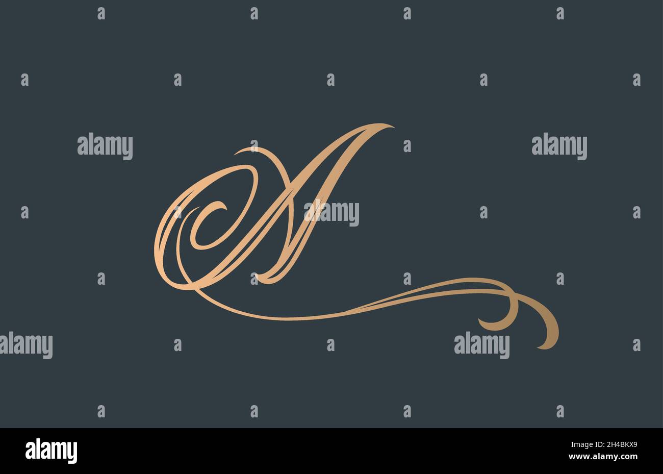 yellow green calligraphy A alphabet letter logo icon. Handwritten ...
