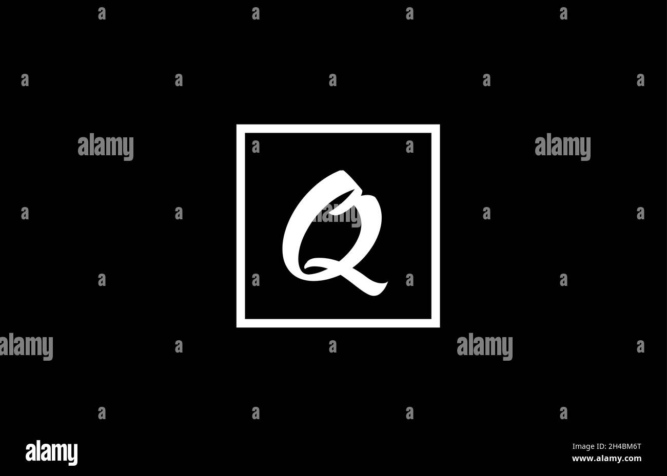 black and white Q alphabet letter logo icon. Simple square design for ...