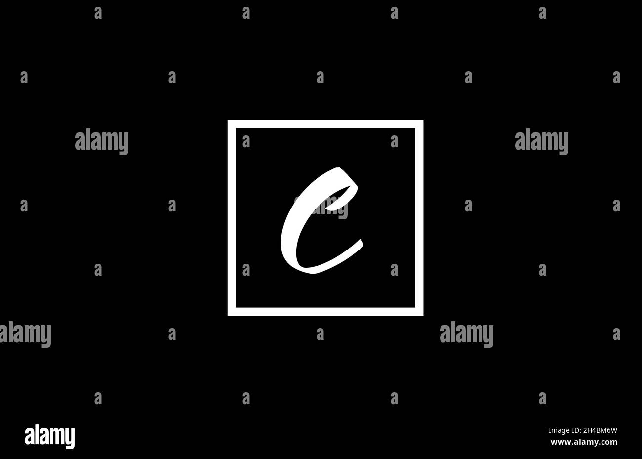 black and white C alphabet letter logo icon. Simple square design for ...