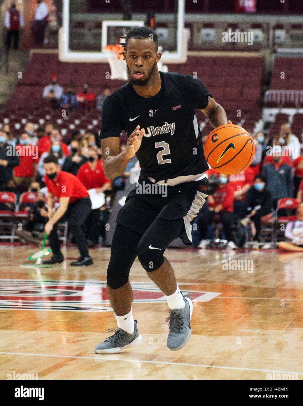 November 1, 2021: Indianapolis guard Josiah Tynes (2) carries the ball ...