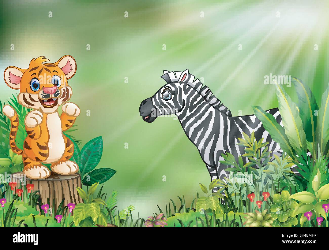 Cartoon illustration zebra waving hi-res stock photography and images ...