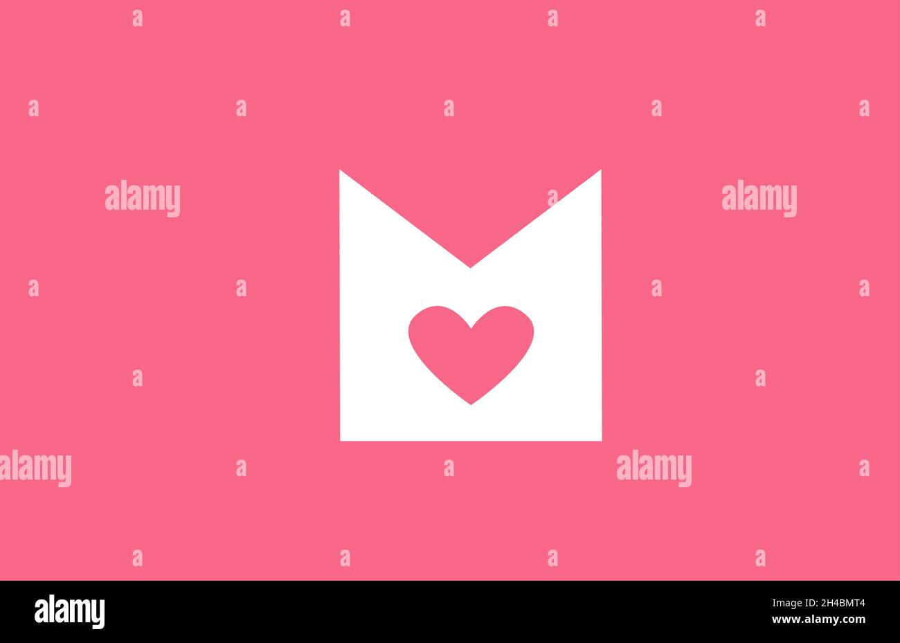 M pink love heart alphabet letter logo icon. Creative design for a ...