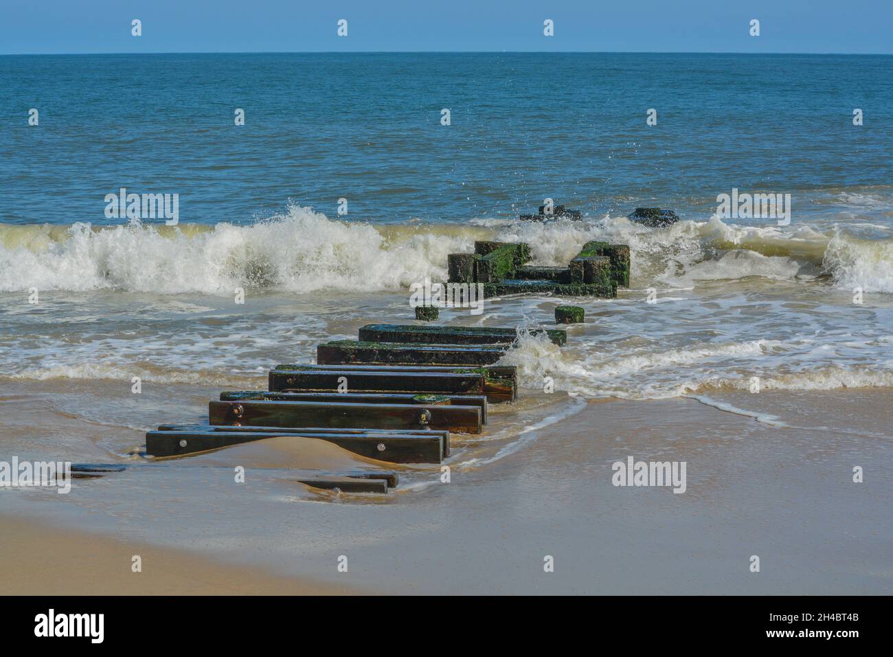 Abstract beach structure, on the Atlantic Ocean in the Delaware ...