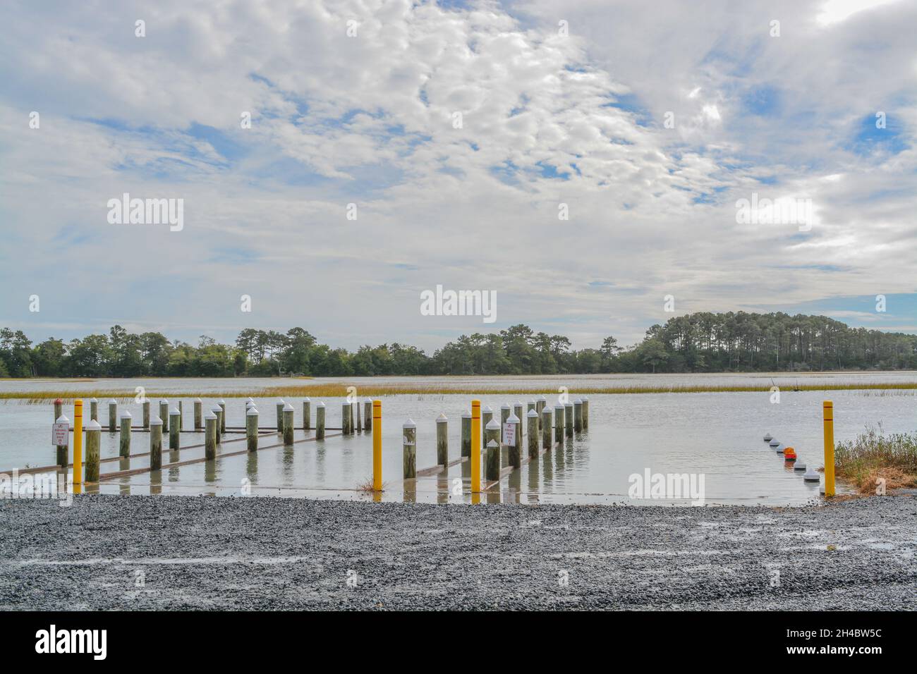 Hurricane Ida tidal surge, caused the boat launch docks to flood. At ...
