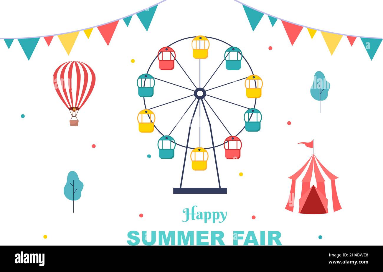 Summer Fair with Carnival, Circus, Funfair or Amusement Park. Landscape ...