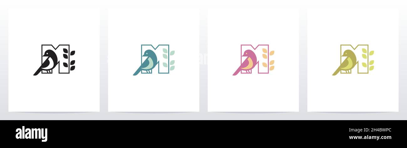 Bird Perch On Letter Logo Design M Stock Vector Image & Art - Alamy