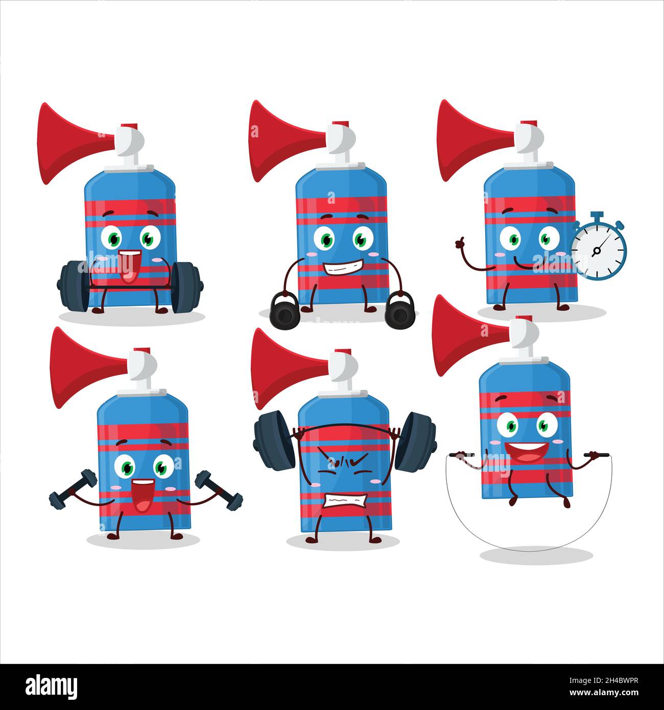 A healthy blue air horn cartoon style trying some tools on Fitness ...