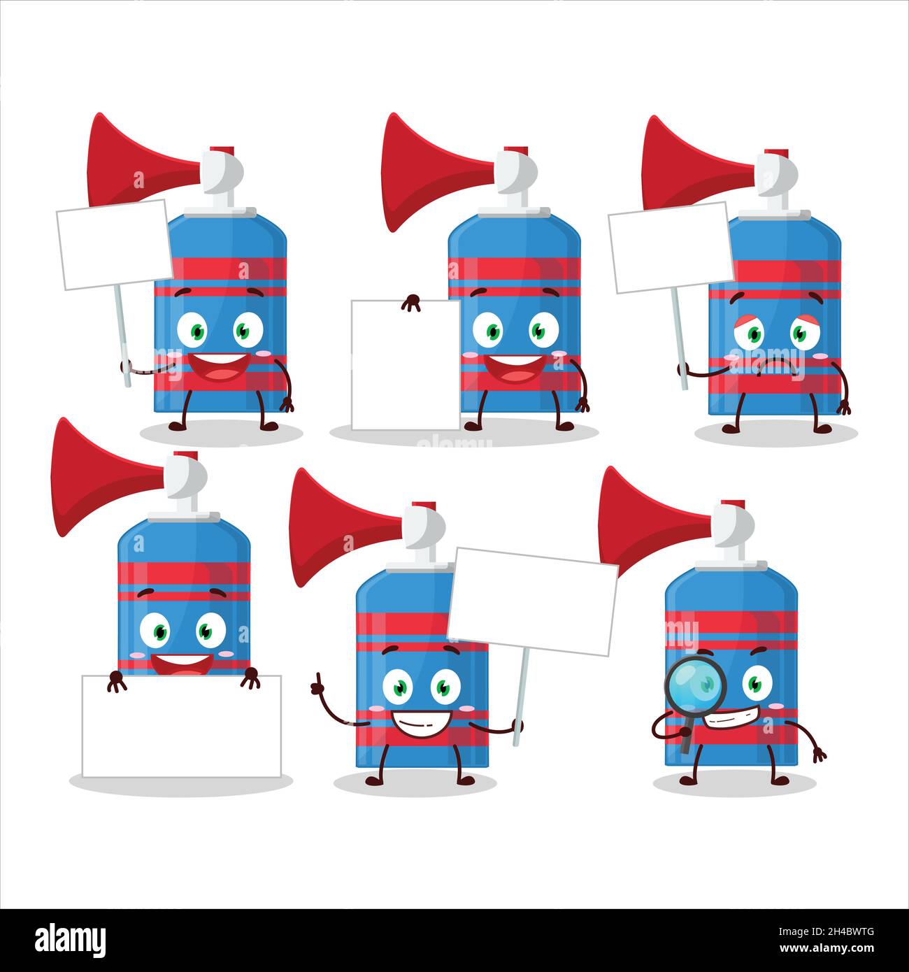 Blue air horn cartoon character bring information board. Vector ...