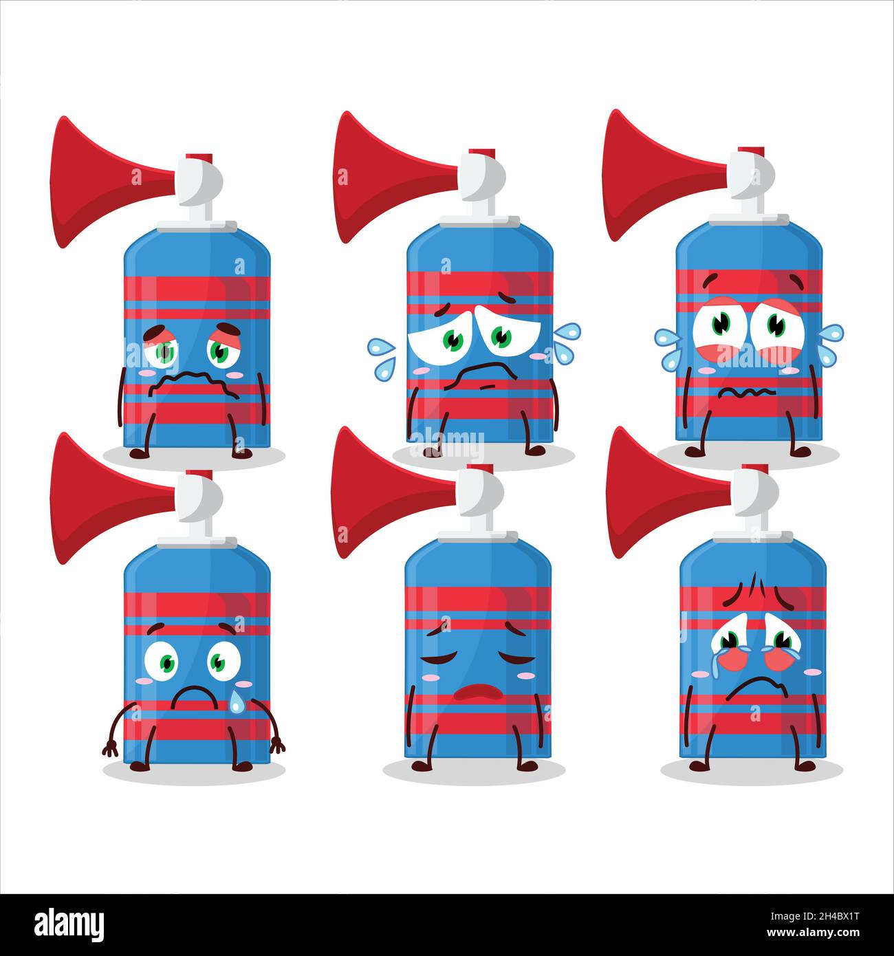 Blue air horn cartoon character with sad expression. Vector ...