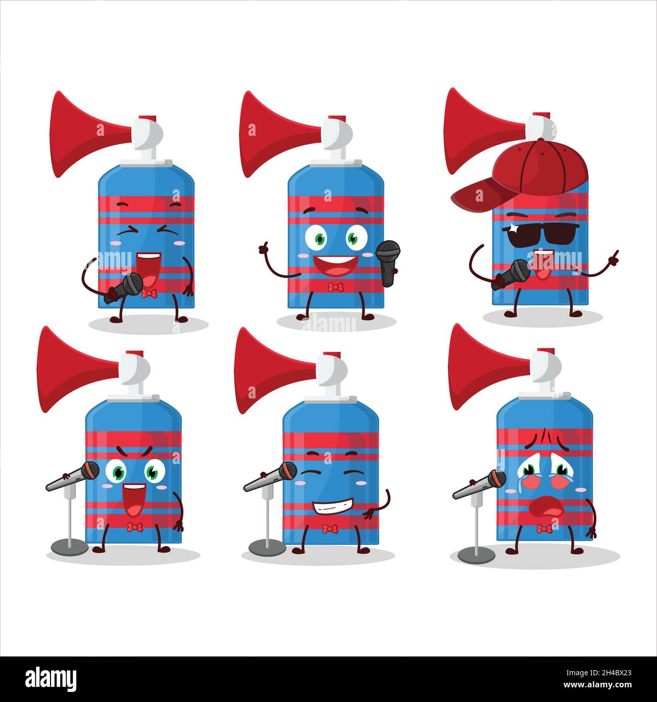 A Cute Cartoon design concept of blue air horn singing a famous song ...