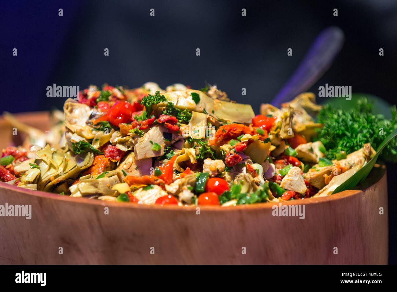 Vegetarian salad on display at a dinner buffet at an event Stock Photo ...