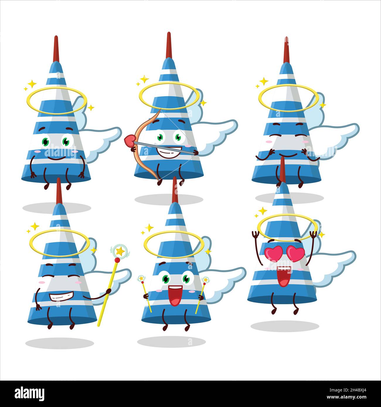 Blue long trumpet cartoon designs as a cute angel character. Vector ...