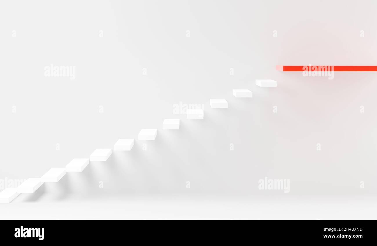 Stairs step up going success upward on interior white wall, Business ...