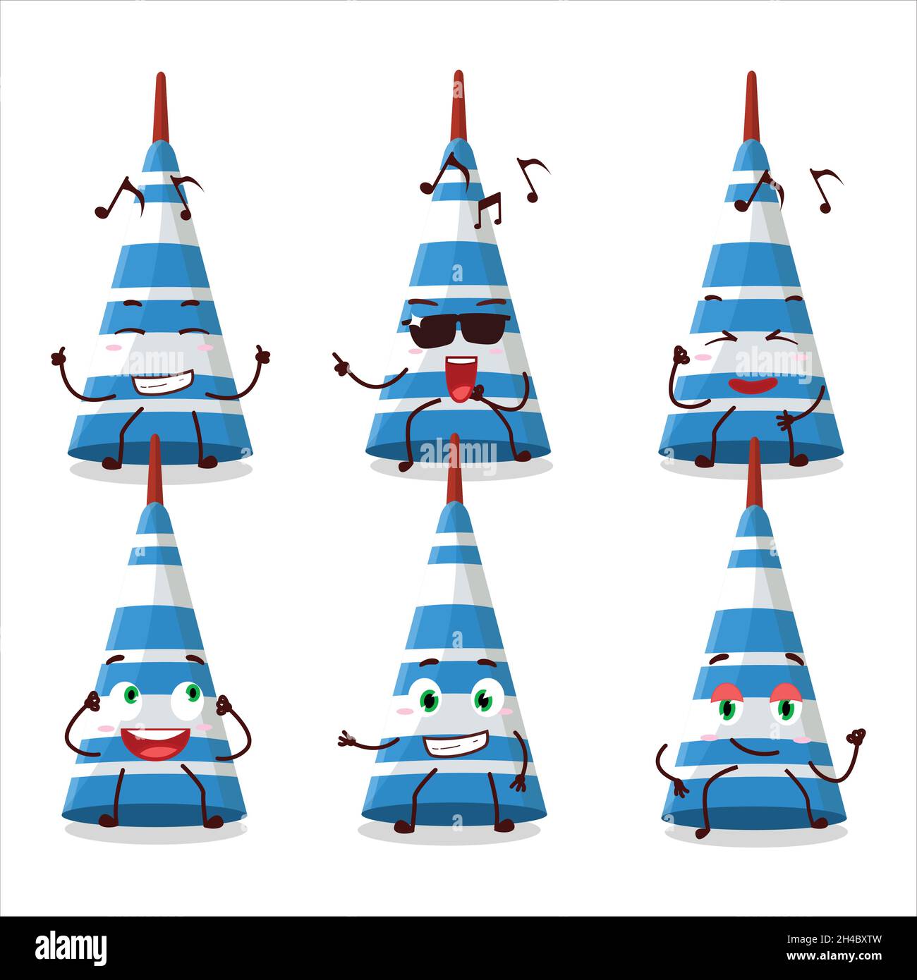 An image of blue long trumpet dancer cartoon character enjoying the ...