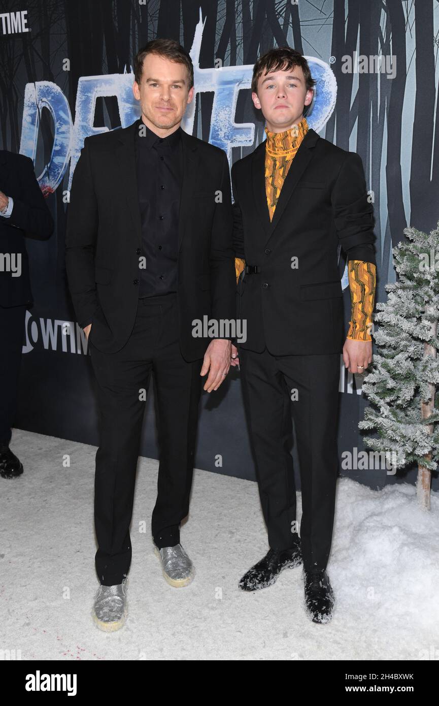 New York, USA. 01st Nov, 2021. (L-R) Michael C. Hall and Jack Alcott ...
