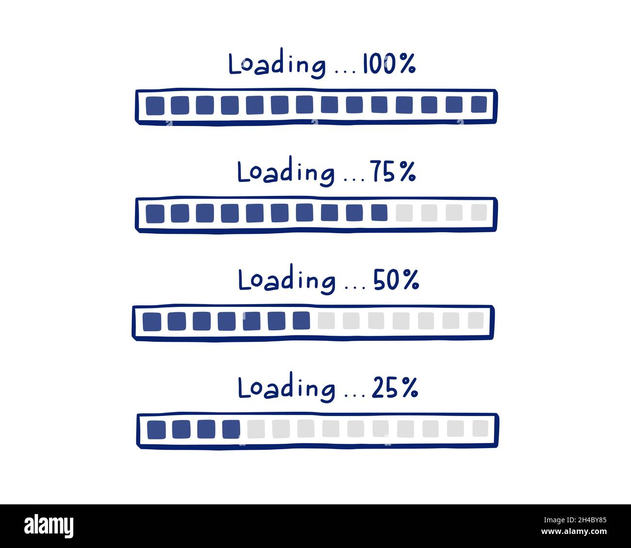 Loading bar doodle element set. Hand drawn line sketch style. Slow ...