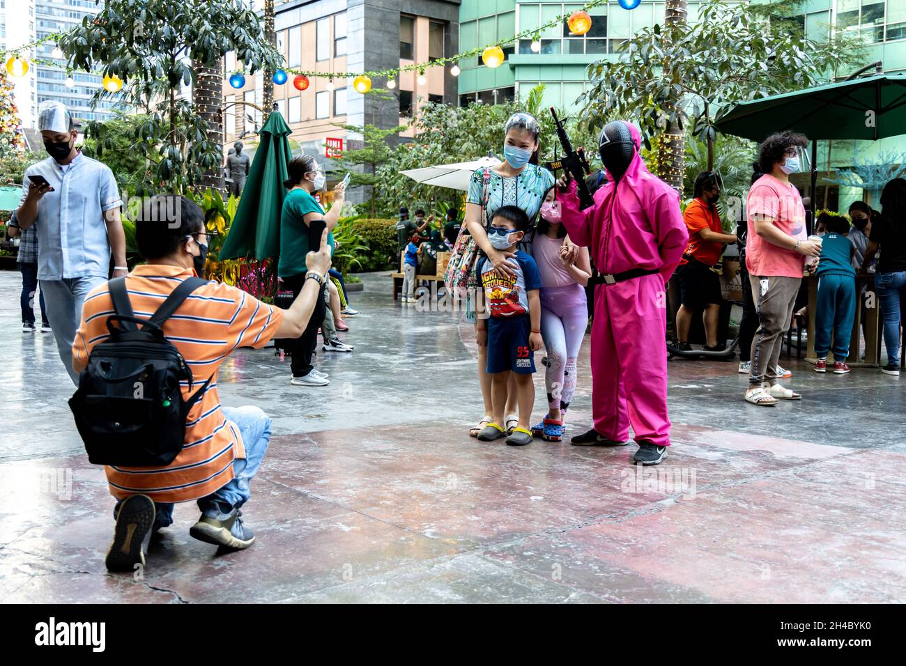 People who enjoy Squid game event at the Eastwood Shopping Mall, Metro ...