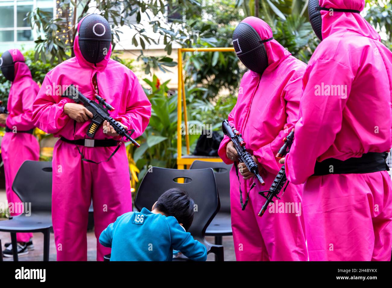 People who enjoy Squid game event at the Eastwood Shopping Mall, Metro ...