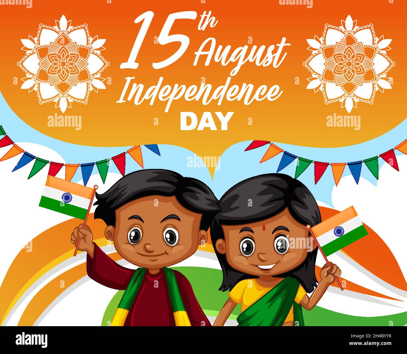 Indian Independence Day Poster with Cartoon Character illustration ...