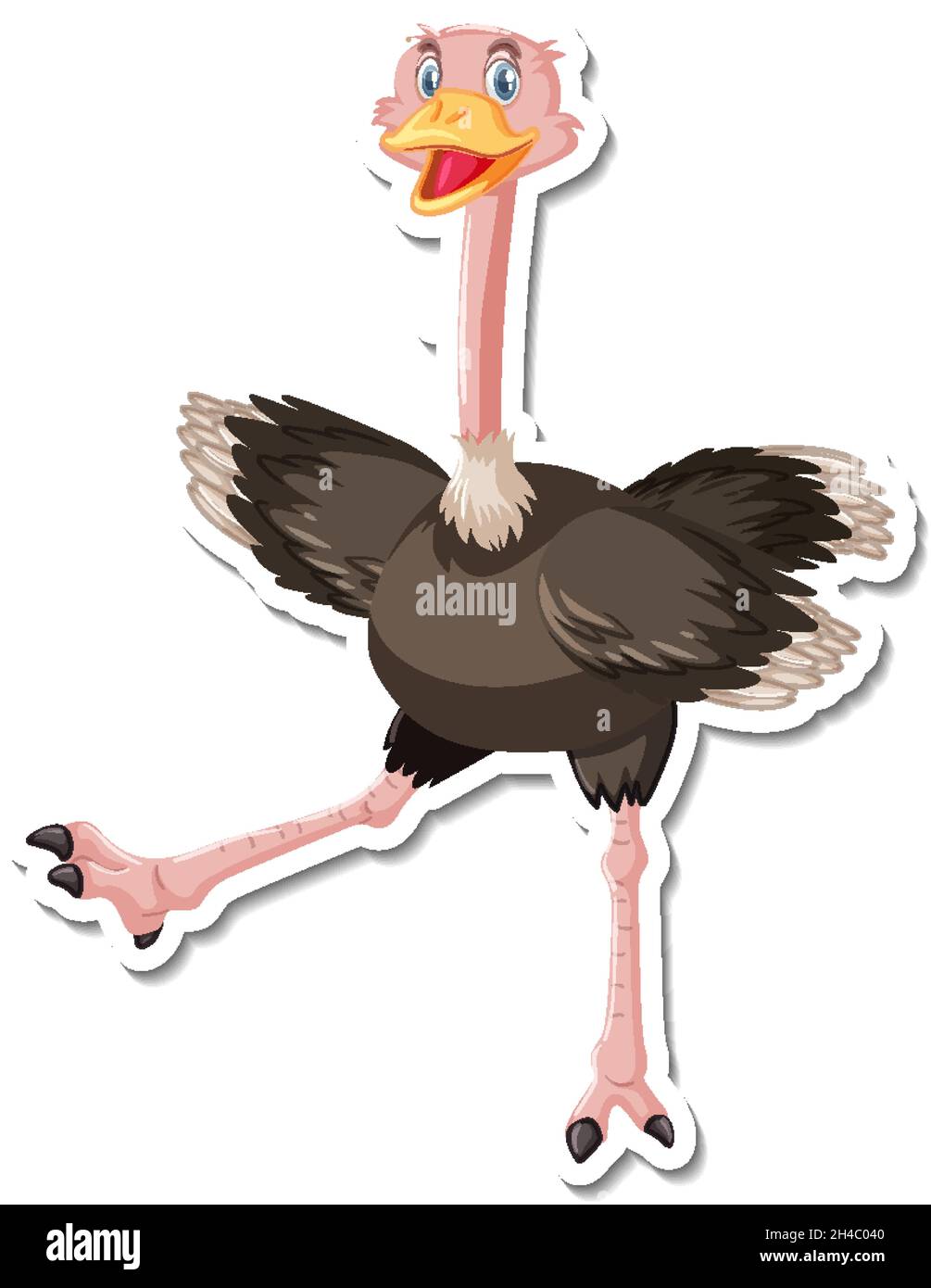 Ostrich cartoon character sticker illustration Stock Vector Image & Art ...