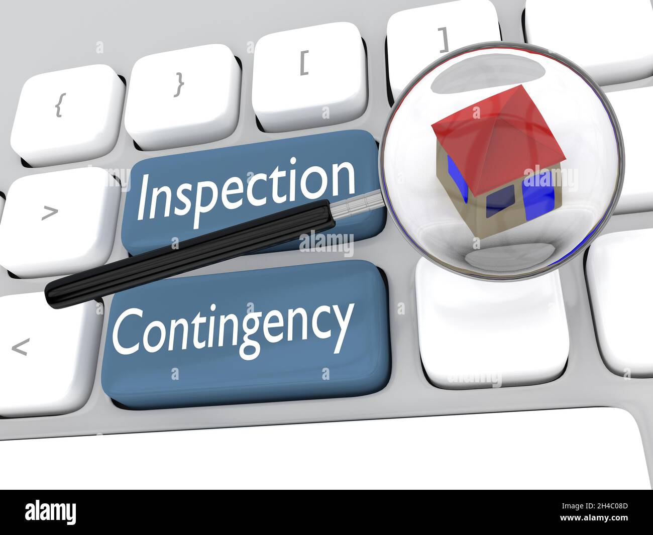 3d Illustration Of Computer Keyboard With The Script Inspection Contingency On Two Adjacent