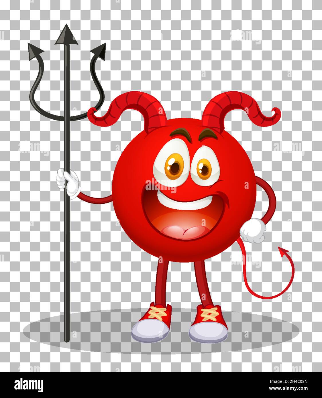 A Red Devil cartoon character with facial expression on grid background ...